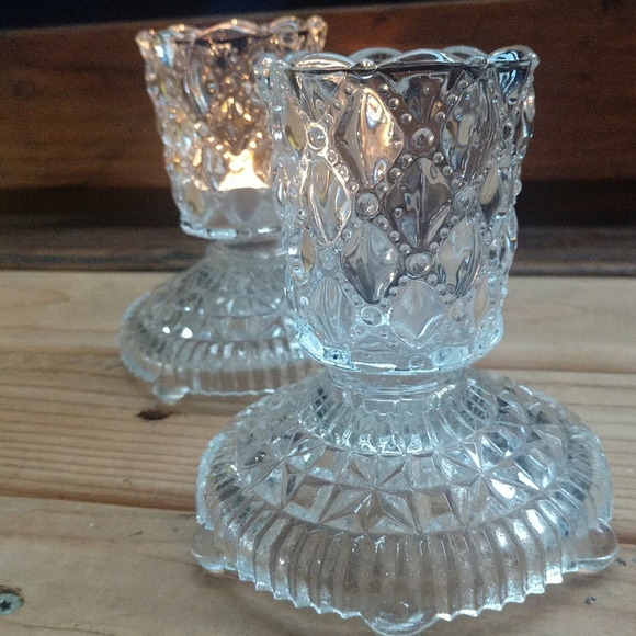 Accents | Partylite Crystal Quilted Candle Holder Pair | Poshmark